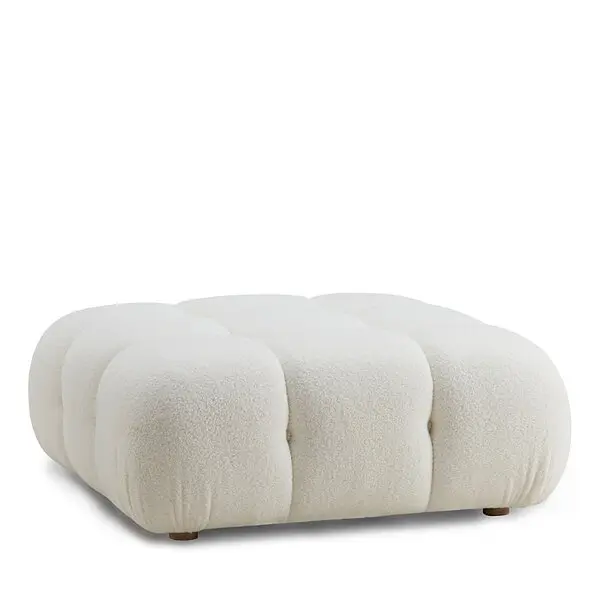TOV FURNITURE Calliope Faux Shearling Modular Ottoman - Cream