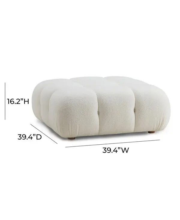 TOV FURNITURE Calliope Faux Shearling Modular Ottoman - Cream