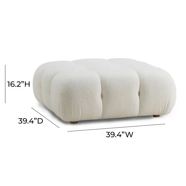 TOV FURNITURE Calliope Faux Shearling Modular Ottoman - Cream