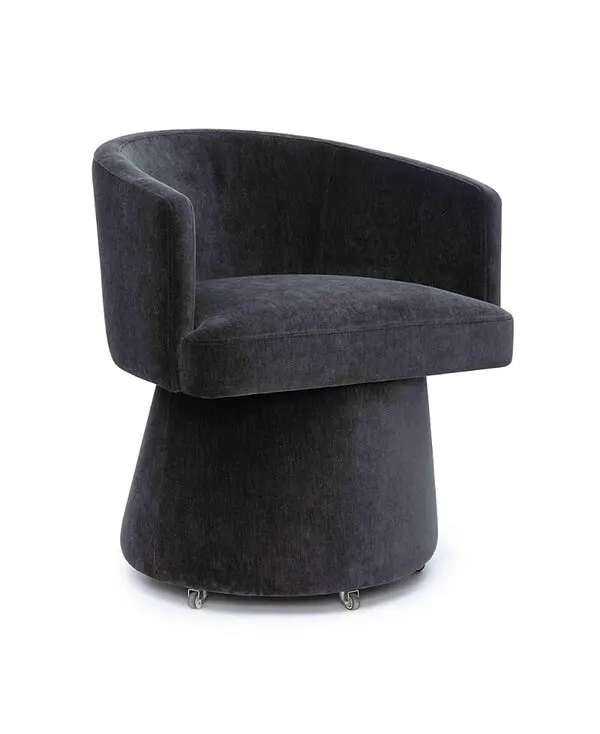 TOV FURNITURE Kristen Upcycled Chenille Rolling Desk Chair - Black