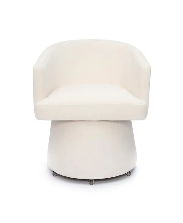 TOV FURNITURE Kristen Upcycled Chenille Rolling Desk Chair - Cream
