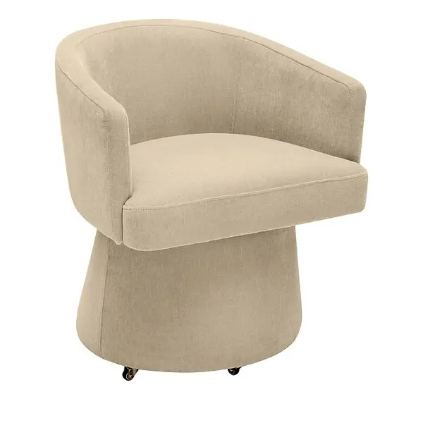 TOV FURNITURE Kristen Upcycled Chenille Rolling Desk Chair - Taupe