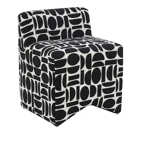 TOV FURNITURE Pippa Geometric Jacquard Weave Stool - Black