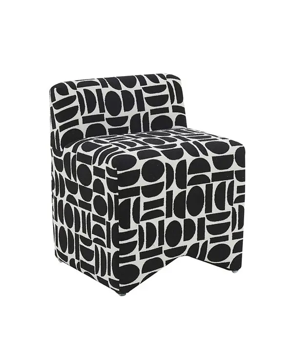 TOV FURNITURE Pippa Geometric Jacquard Weave Stool - Black