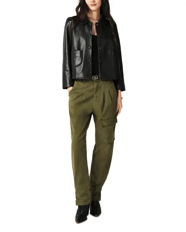 Ba&sh Leather Collared Jacket - Black Leather