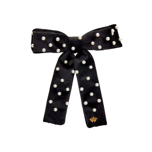 Lele Sadoughi Jet Pearl Antoinette Bow Barrette - One-color