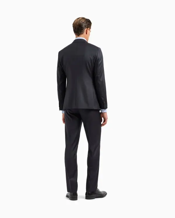 Giorgio Armani Manhattan Line Virgin-wool Single-breasted Suit With A Micro-check Motif - Black