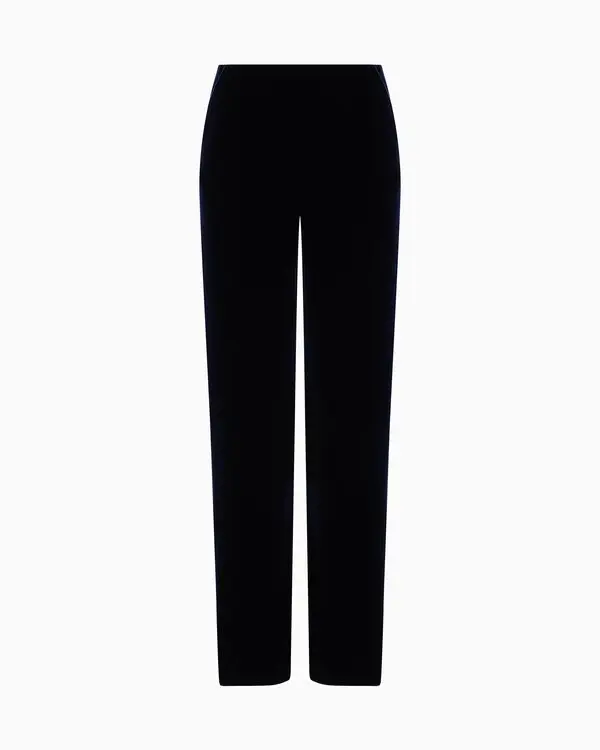 Giorgio Armani Straight-cut Velvet Trousers - Navy Blue