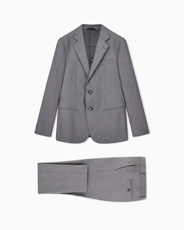 Giorgio Armani Single-breasted Soho Line Suit In Virgin Wool And Cashmere - Beige