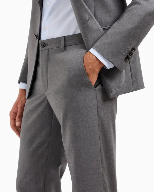 Giorgio Armani Single-breasted Soho Line Suit In Virgin Wool And Cashmere - Beige