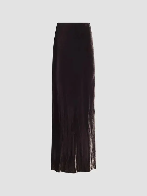L'Agence Zeta Velvet Maxi Skirt - Dark Java