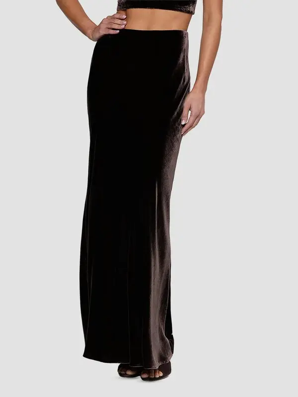 L'Agence Zeta Velvet Maxi Skirt - Dark Java