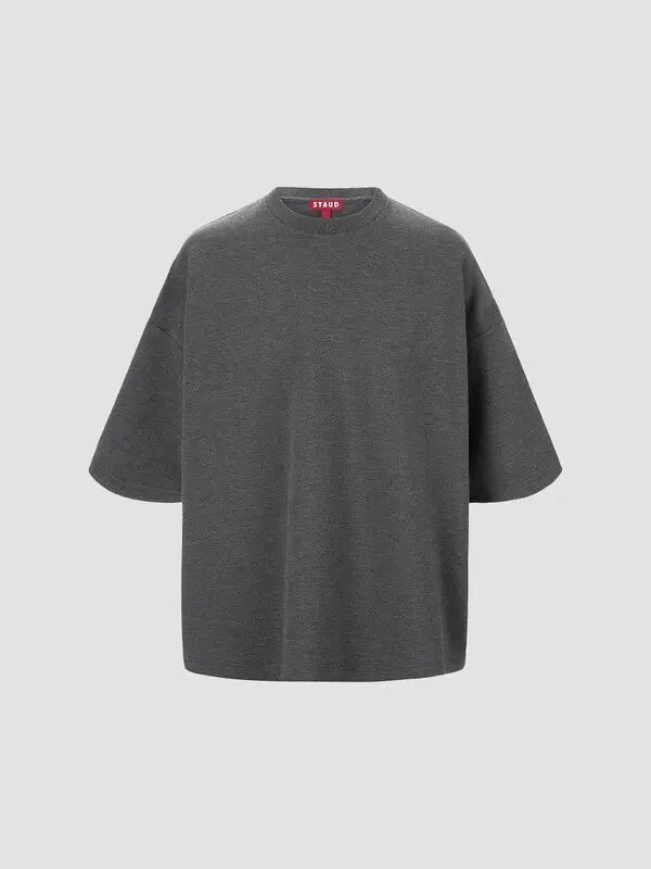 Staud Capsule Knit Crewneck T-shirt - Heather Grey