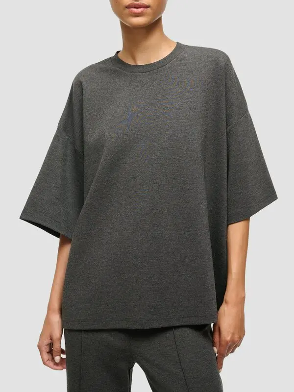 Staud Capsule Knit Crewneck T-shirt - Heather Grey