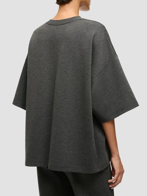Staud Capsule Knit Crewneck T-shirt - Heather Grey