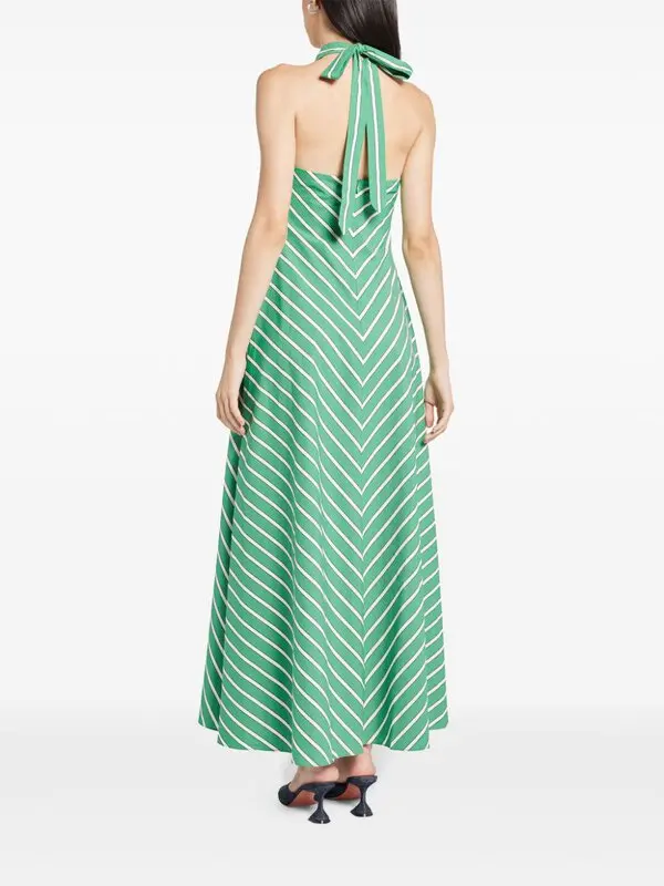 staud green and white dress Staud // White & Green Striped Back Cutout Dress – VSP Consignment main image 0