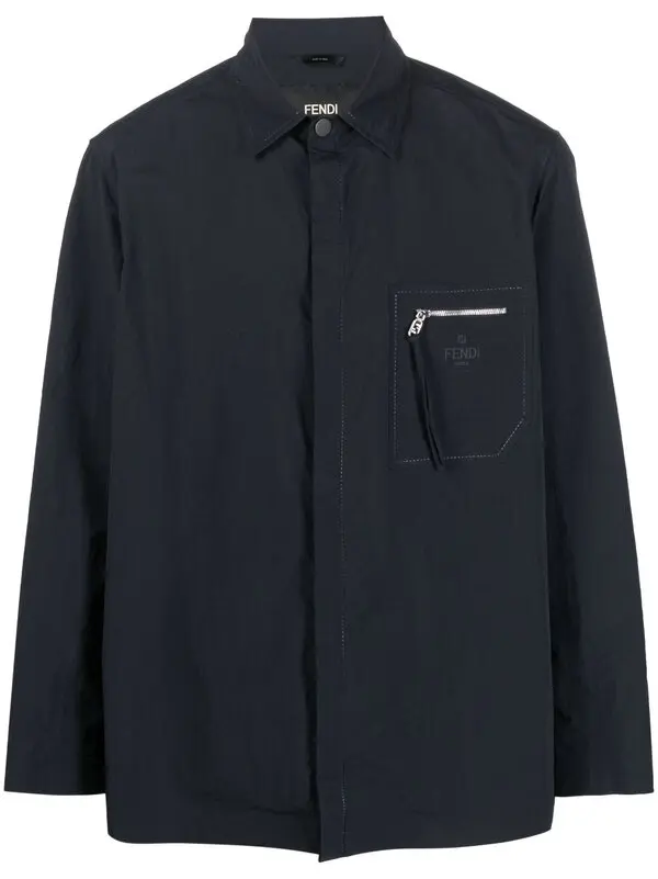 Fendi Zip-pocket Shirt Jacket - Blue
