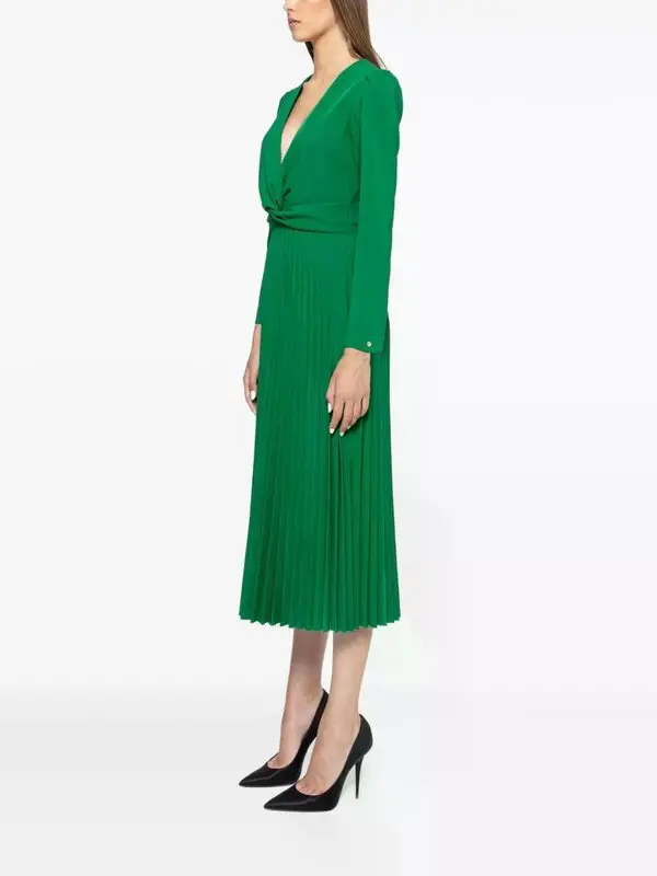NISSA Pleated Midi Dress - Green