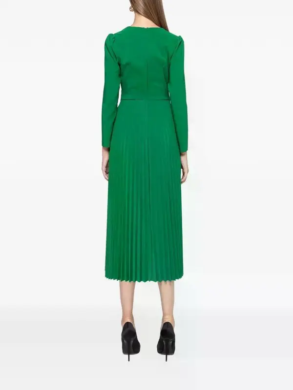 NISSA Pleated Midi Dress - Green