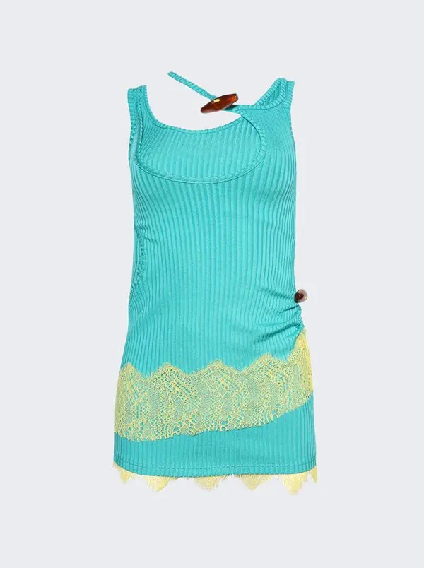 Christopher Esber Corrugated Lace Toggle Dress - Blue