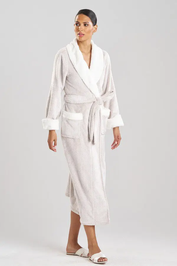 Natori Frosted Faux Fur Robe - Neutral