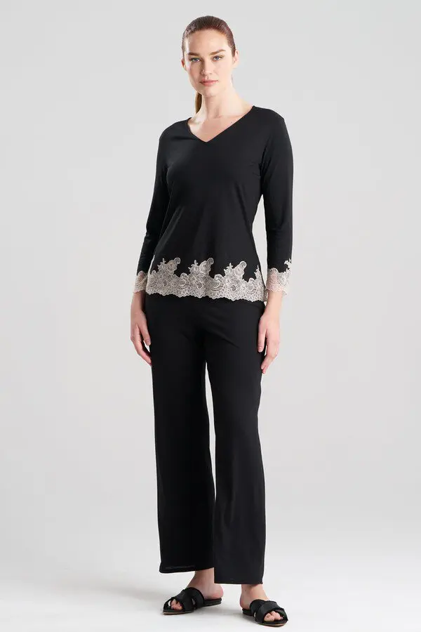Natori Luxe Shangri-la Tencel Long Sleeve Pj - Black