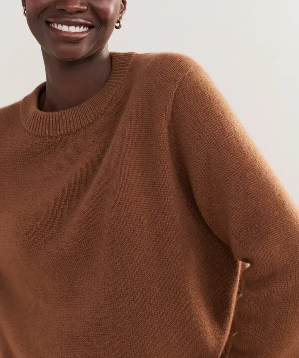 Jenni Kayne Cashmere Oversized Crewneck Top - Chestnut