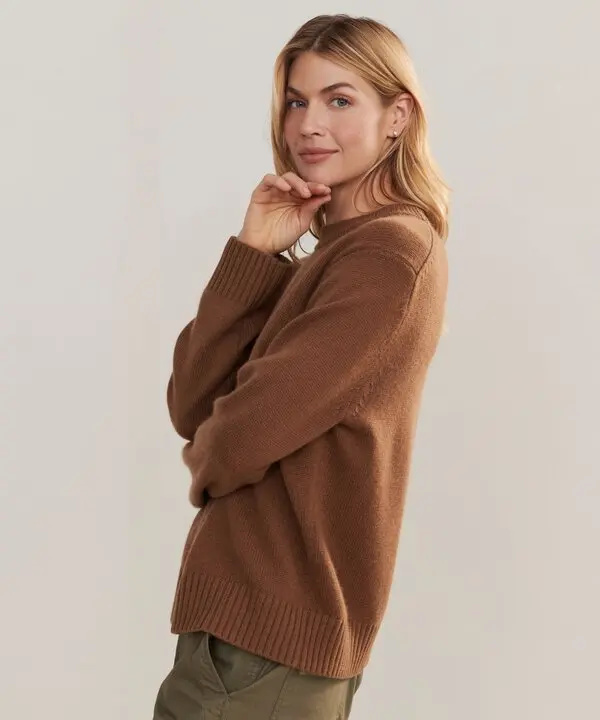 Jenni Kayne Cashmere Oversized Crewneck Top - Chestnut