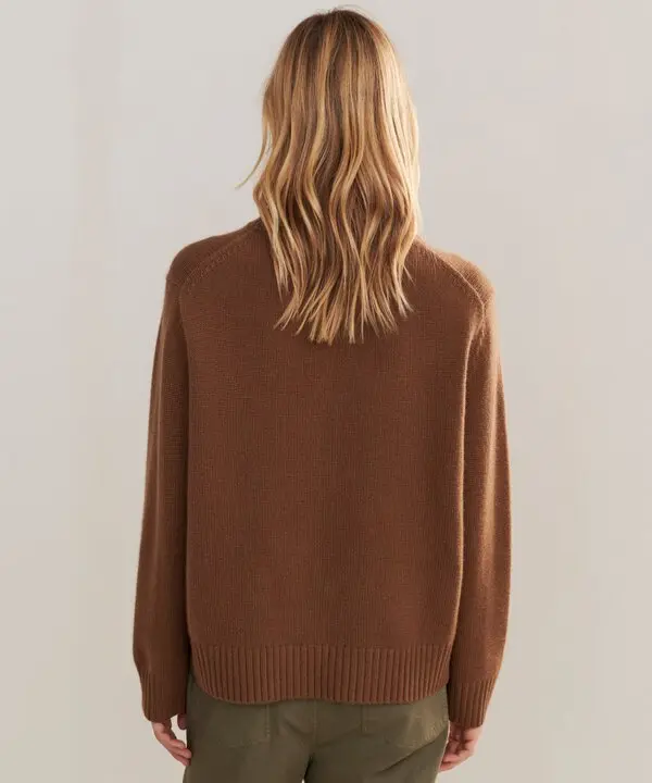 Jenni Kayne Cashmere Oversized Crewneck Top - Chestnut