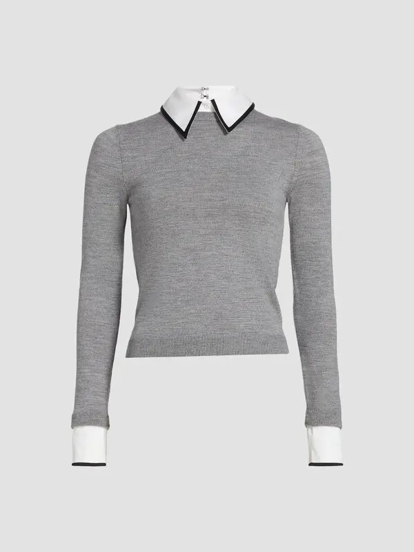 Alice + Olivia Porla Collared Sweater - Medium Heather Grey
