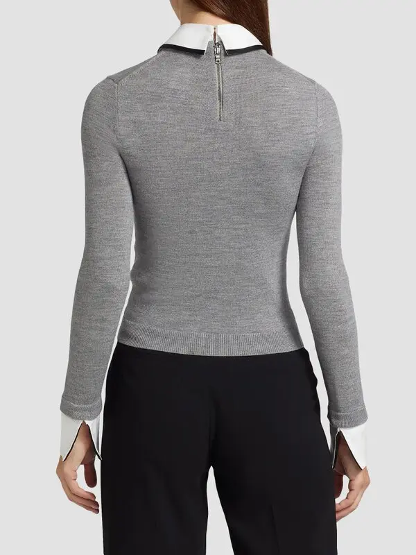 Alice + Olivia Porla Collared Sweater - Medium Heather Grey