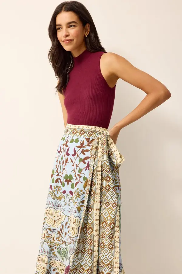MARIE OLIVER Mazie Sleeveless Mock Neck Ribbed Knit Top - Potion