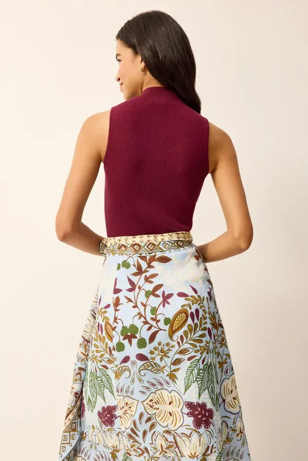 MARIE OLIVER Mazie Sleeveless Mock Neck Ribbed Knit Top - Potion