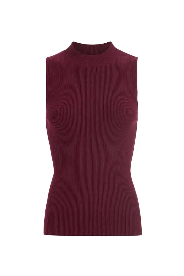 MARIE OLIVER Mazie Sleeveless Mock Neck Ribbed Knit Top - Potion