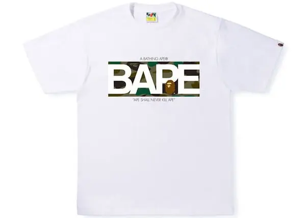 A BATHING APE 1st Camo Logo Tee Shirt - White Green