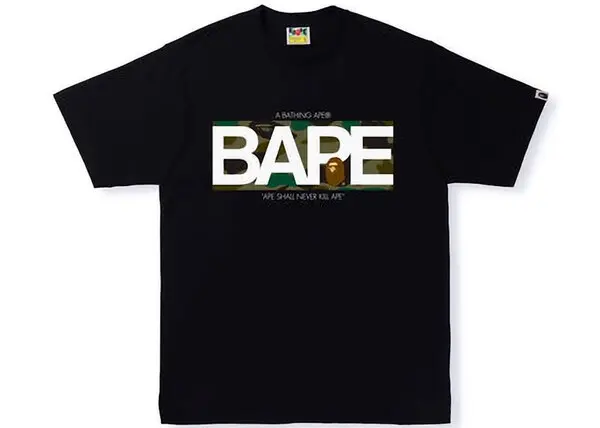 A BATHING APE 1st Camo Logo Tee Shirt - Black Green
