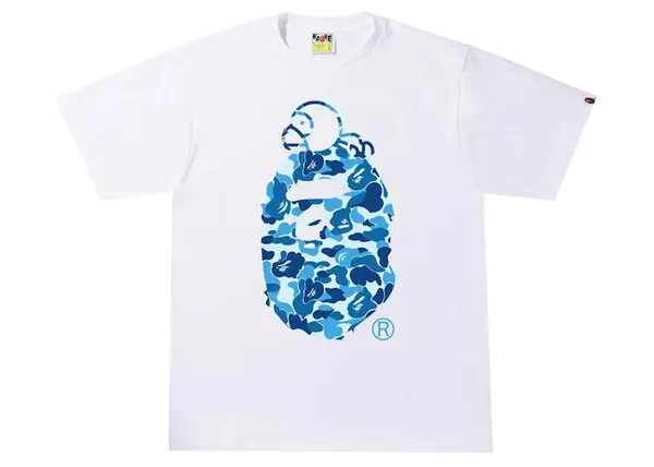 A BATHING APE Abc Camo Milo On Big Ape Tee Shirt - White/blue