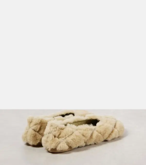 Burberry Baby Quilted Shearling Ballet Flats - Green