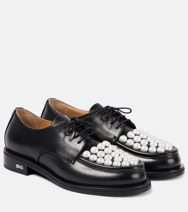 Mach & Mach Sirene Embellished Leather Loafers - Black