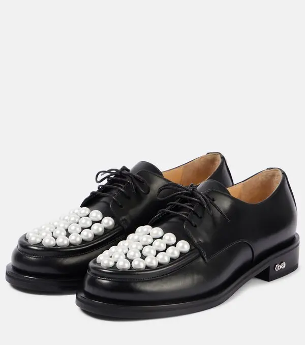 Mach & Mach Embellished Leather Loafers