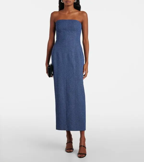 Tove Alba Strapless Denim Midi Dress