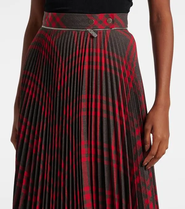 Burberry Check Plissé Midi Skirt - Multicoloured