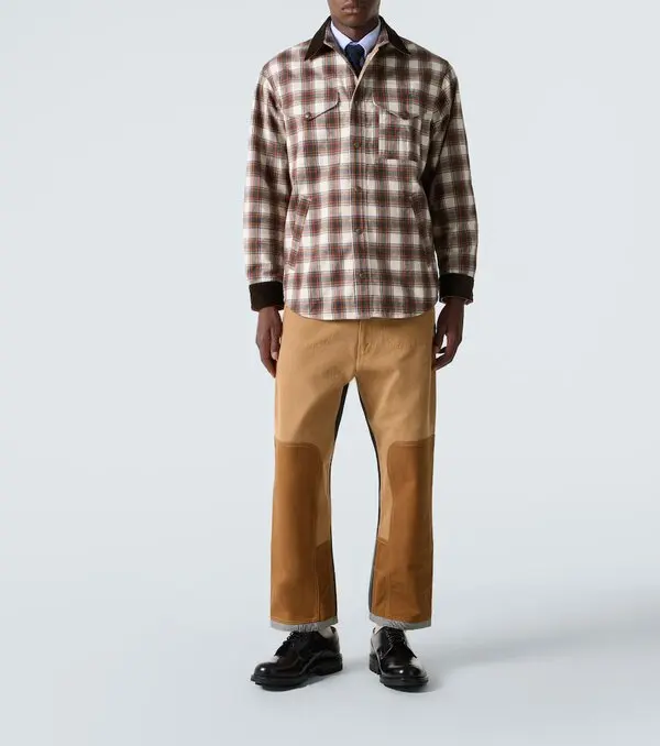 Junya Watanabe Checked Cotton Flannel Jacket - Brown