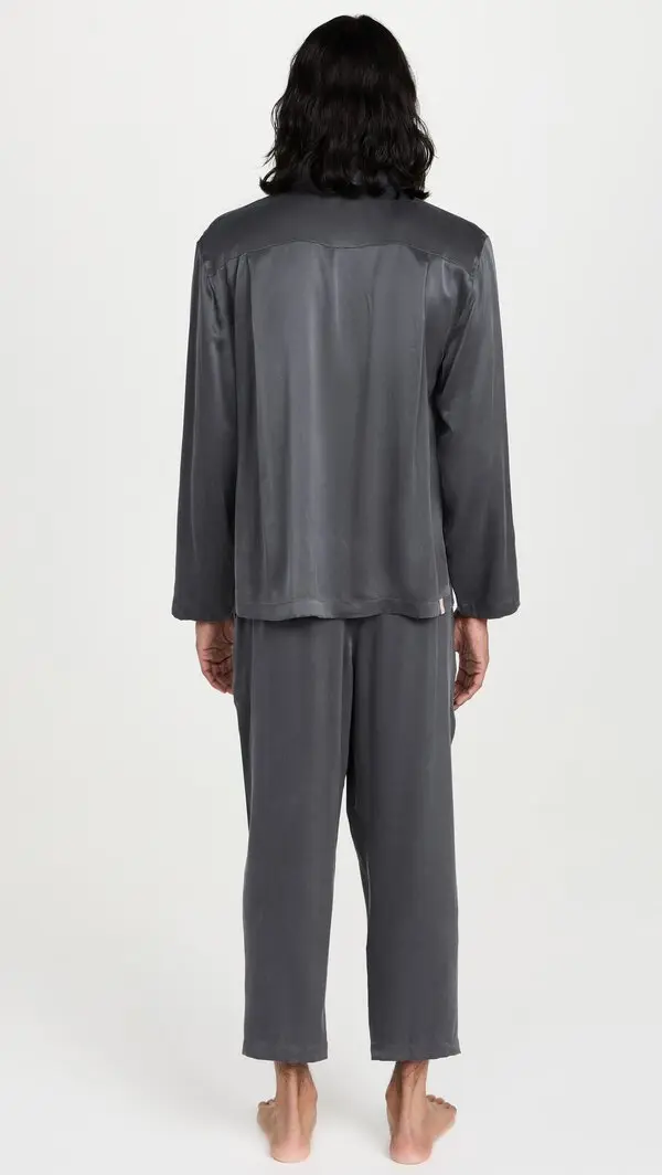 Lunya Washable Silk Button Up Pj Set - Meditative Grey