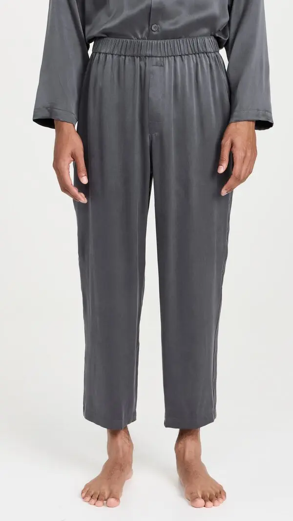Lunya Washable Silk Button Up Pj Set - Meditative Grey