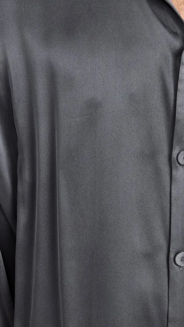 Lunya Washable Silk Button Up Pj Set - Meditative Grey