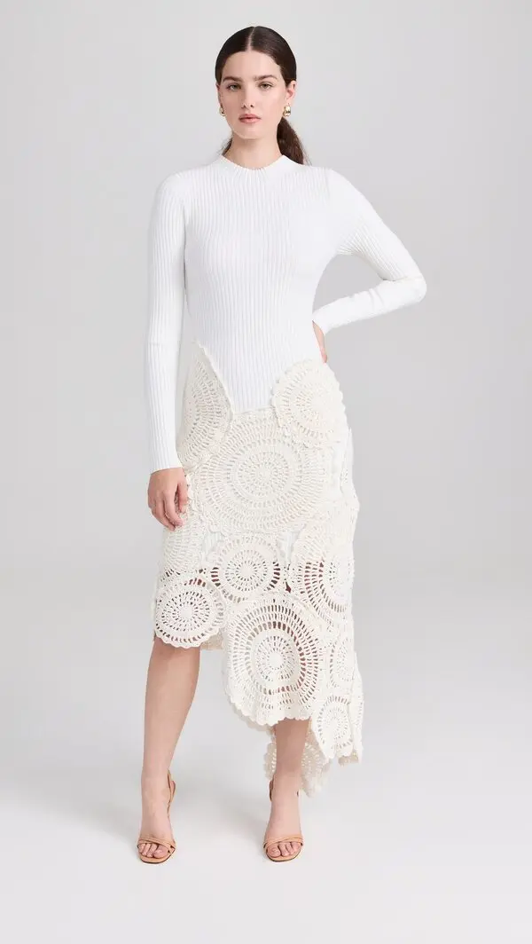 Aje Mosaic Crochet Midi Dress In Ivory - 30% Off | Editorialist