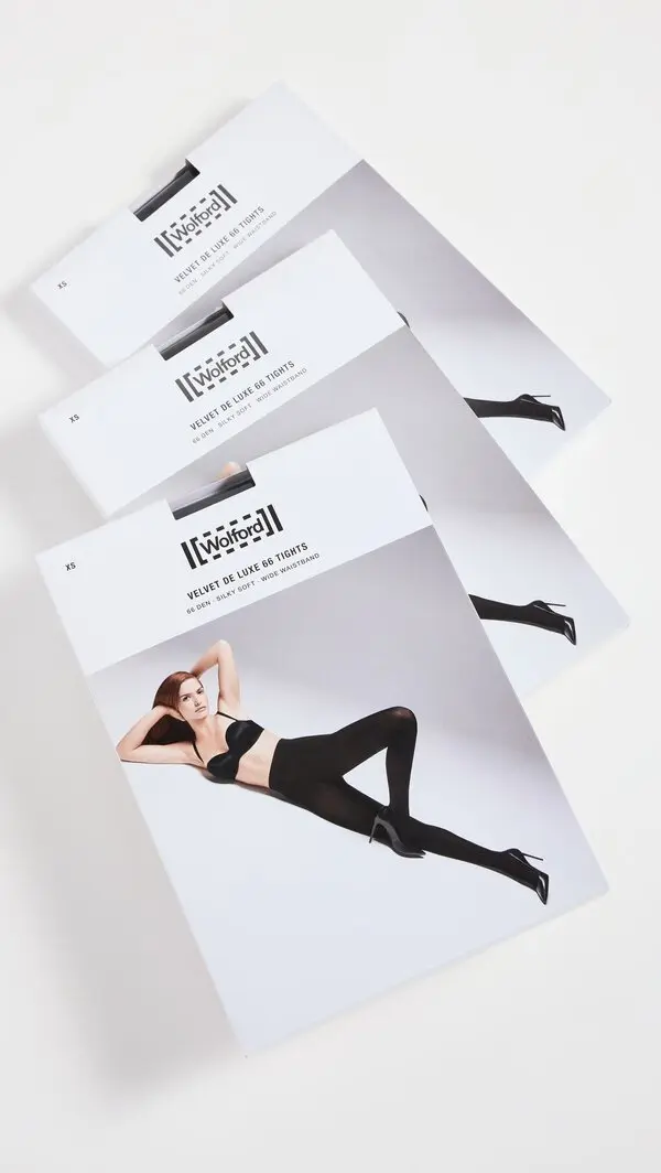 Wolford Velvet De Luxe 66 Tights 3 Pack - Black