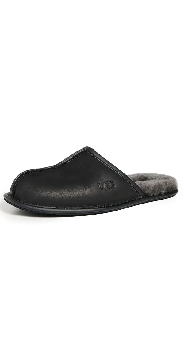 UGG Scuff Leather Slippers - Black
