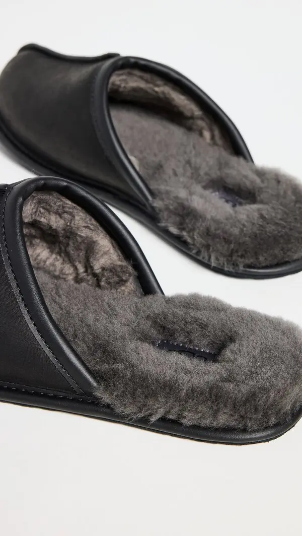UGG Scuff Leather Slippers - Black